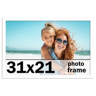 31x21 Frame White Solid Wood Picture Frame Includes UV Acrylic Shatter ...