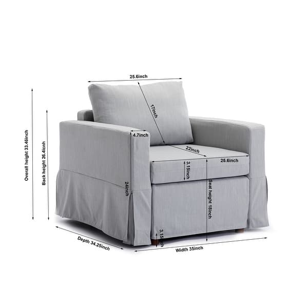 Linen Module Sectional Sofa Single Seat Cross Section Couch w/Ottoman ...