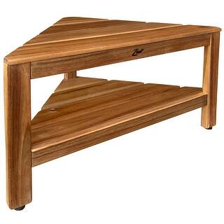 Zen Acacia Wood 28” Corner Shower Bench with Shelf - 18"T x 28"W x 14.5 ...