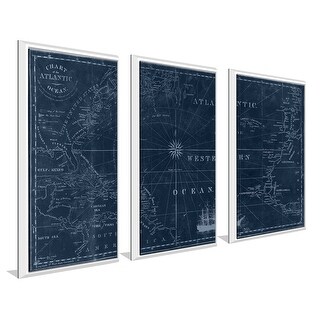 "Sailing Map" Print on Floating Canvas Set of 3 - Bed Bath & Beyond ...