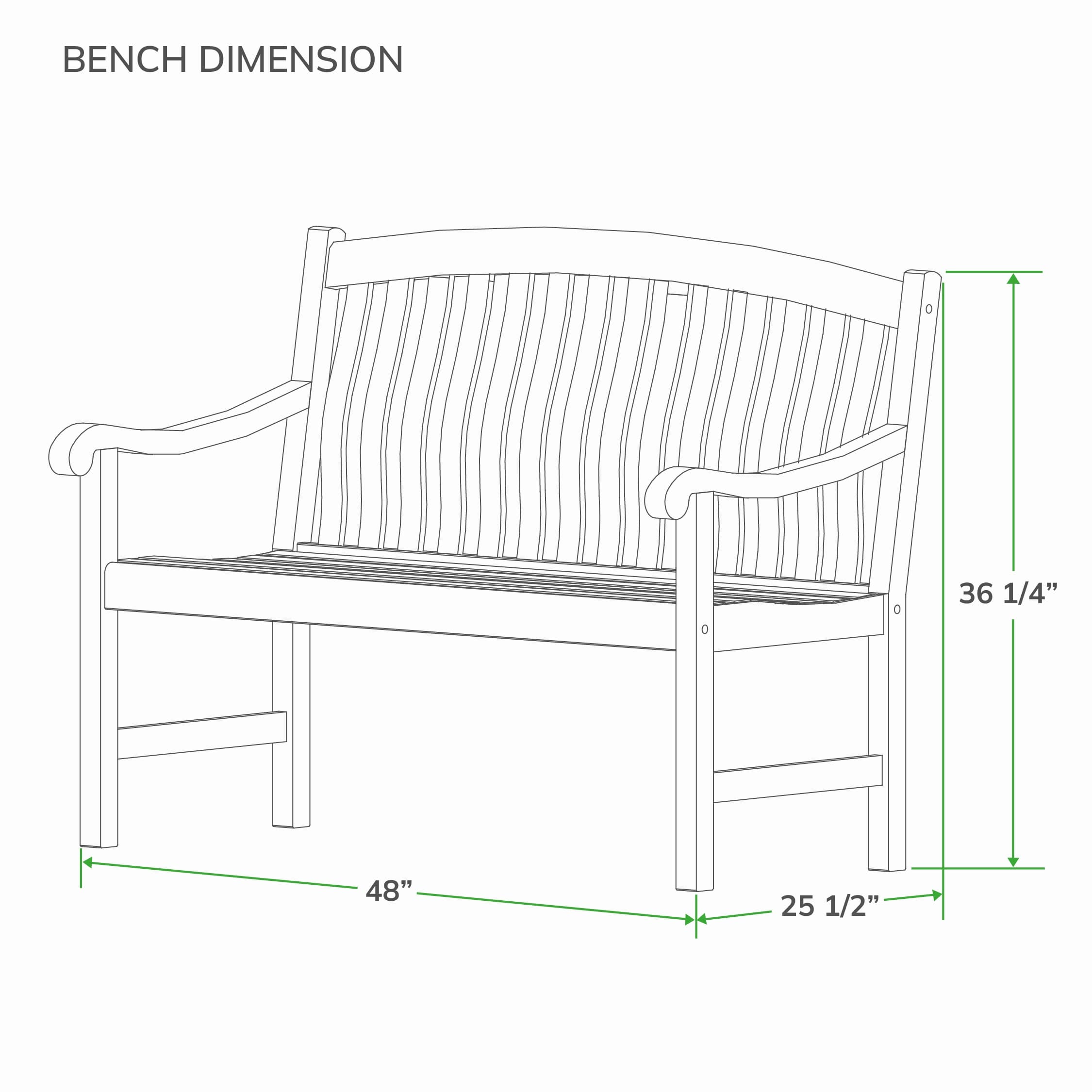 park bench sizes