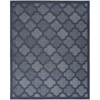 HomeRoots 7' X 10' Navy Blue Geometric Flatweave Area Rug - 7' x 7 ...