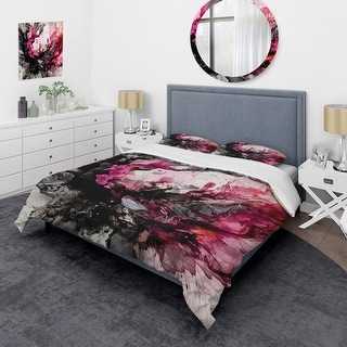 Designart "Black Gold Marble Splash V" Black Modern - Bedding Set With ...
