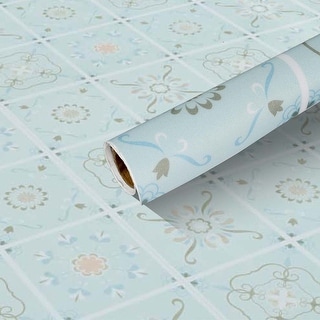 16MIL Light Blue Vinyl Sheet Flooring, 23.62 in. x 16.4 ft ...