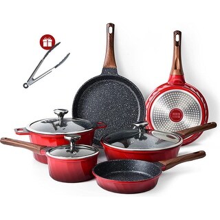 Induction Pots and Pans Set Non-stick Granite Kitchen Cookware Sets ...