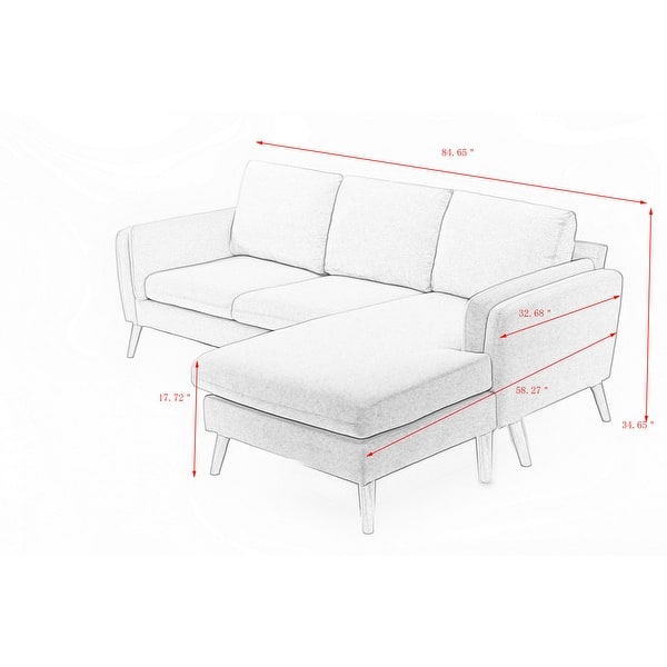 84.6 Inch Cotton Sofa With Footstool Can Be Left And Right ...