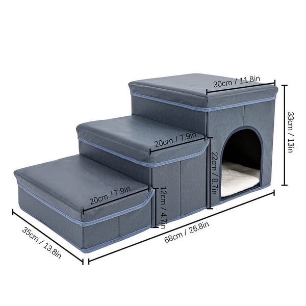 Foldable Pet Stairs Dog Steps Stool with Storage & Condo - Bed Bath ...