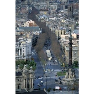Christopher Columbus Statue On La Rambla Barcelona Spain Poster Print ...