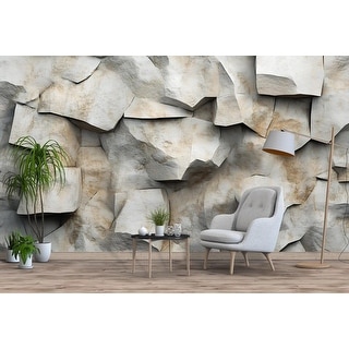 3D Stone Wall Mural Realistic Rock Texture Wallpaper - Bed Bath ...