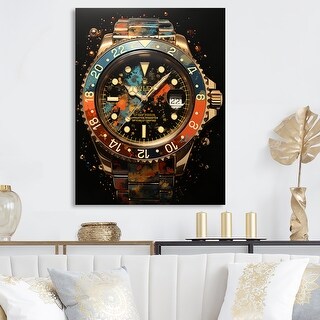 Designart "Luxury Watch Diamond Dusk IV" Watches Metal Art Print - Bed ...