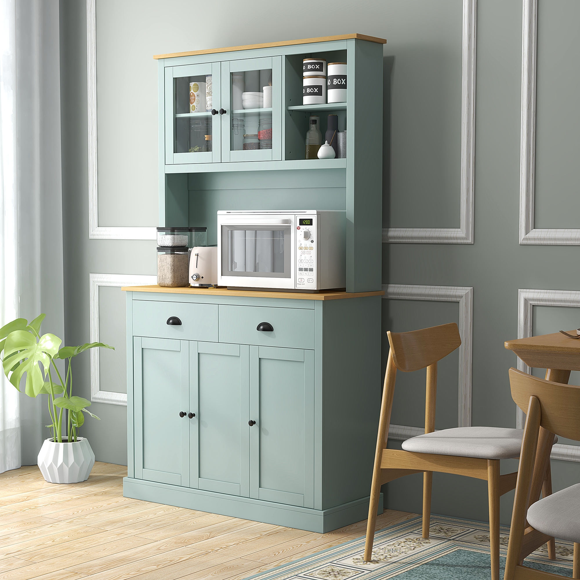 Homcom modern kitchen pantry freestanding cabinet cupboard store