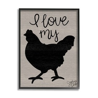 Stupell Love My Chicken Farmhouse Sign Framed Giclee Art by Stephanie ...