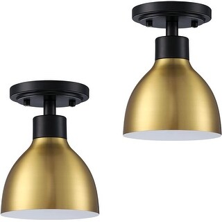 2 pack gold industrial ceiling lamp mini semi flush mount ceiling ...