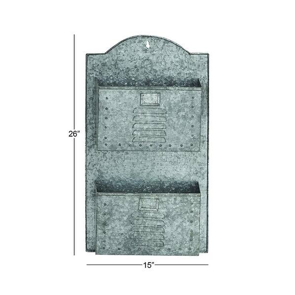 Grey Galvanized Two Tier Metal Wall Pocket Organizer - Bed Bath ...