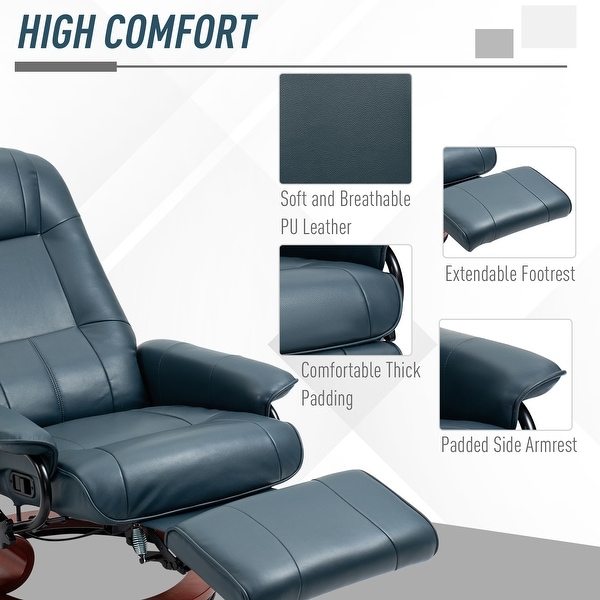 Homcom faux leather adjustable manual swivel base recliner chair with comfortable and relaxing footrest store