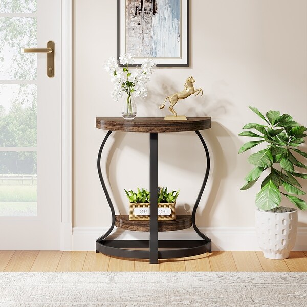 Half Round End Table 2 tier Wooden Half Moon Side Table Small Semi Circle Accent Table On Sale Bed Bath Beyond 38154841