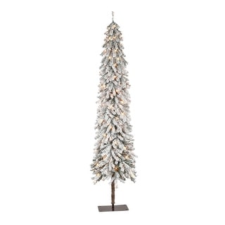 Puleo International 6 ft. Pre-Lit Flocked Alpine Artificial Tree - Bed ...