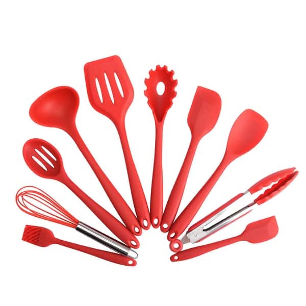 Elyon 10 Piece Silicone Kitchen Cooking Utensils Set - 10 Piece - Bed ...