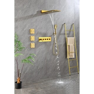 Wall Mounted Waterfall Rain Shower System With 3 Body Sprays & Handheld ...