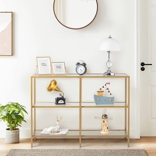 Golden Frame Glass Entryway Console Table Sofa Table - Bed Bath ...