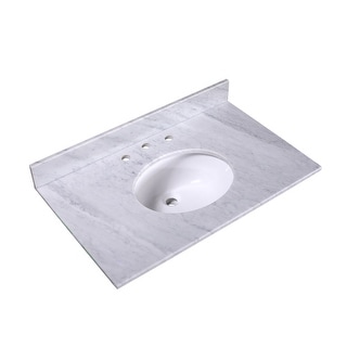 36" Natural Stone Carrara Marble Bathroom Single Sink Countertop - Bed ...