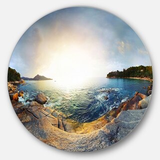 Designart 'Rocky Coast in Andaman Sea' Landscape Round Wall Art - Bed ...