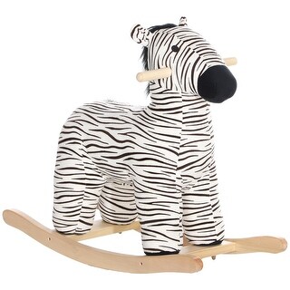 Plush Zebra Rocking Horse with Handle Grips, Realistic Sounds, Stable ...