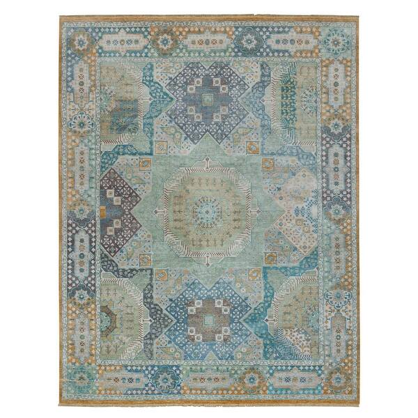 Shahbanu Rugs Marian Blue, Natural Wool, Multi Colored, Hand Knotted ...
