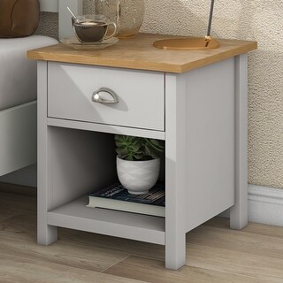 Modern White One Drawer Nightstand with Open Storage Shelf - Bed Bath ...