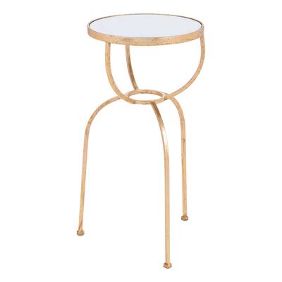 12" x 12" x 24" Gold Mirror and Steel Side Table - Overstock - 32628737
