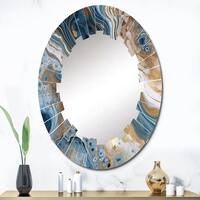 Designart "Blue and White Marble Dreams" Abstract Modern Wall Mirror ...