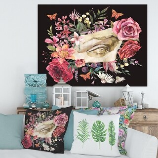 Designart "Greek Sculpture David Eye With Dried Wildflowers" Farmhouse ...