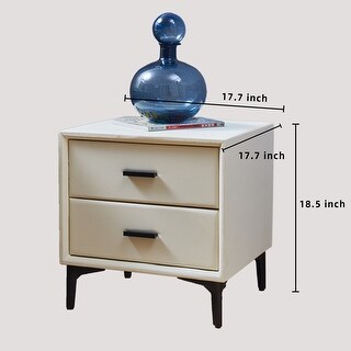 Modern Nightstand with 2 Drawers, Night Stand with PU Leather and ...