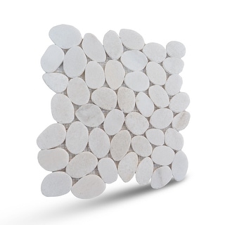 Snow White Sliced Pebble Mosaic, Backsplash Kitchen Walls, Shower and ...