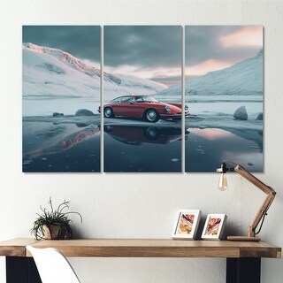 Designart "Classic German Car Scenery III" Retro Car Canvas Prints Set ...