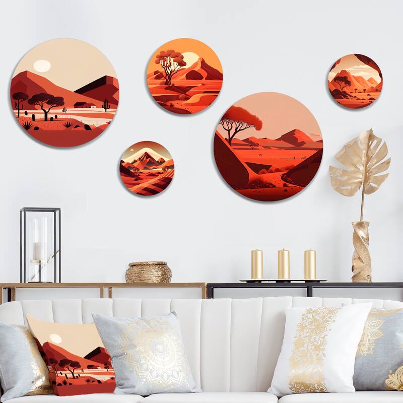 Designart "Full Moon Over Terra Cotta Mountains I" Landscape Mountains ...