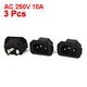3 Pcs IEC320 C14 Male Plug 3P Panel Mounting AC Power Socket Adapter ...