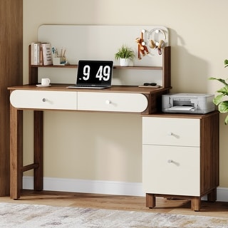 Computer Desk with 4 Drawers, 56-Inch Home Office Desk with File ...
