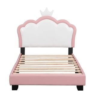 Twin Size Upholstered Princess Bed with Crown Headboard and Footboard ...