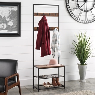 Whitmor Modern Industrial Entry Way Tower/Bench with Show Shelves - Bed ...