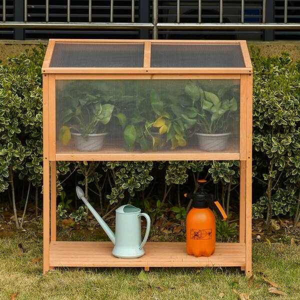 Outsunny 36" x 20" x 41" Wooden Cold Frame Greenhouse Raised Potted ...