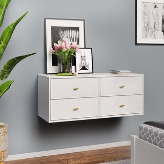 Floating Bedroom Modern 4-Drawer Double Dresser, White - none - Bed ...