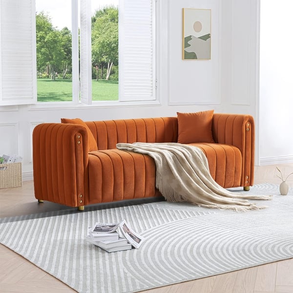 Modern Vertical Comfortable Channel Tufted Velvet Sofa - Bed Bath ...