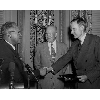 Dwight D Eisenhower with John D Rockerfeller and Frederick D Patterson ...