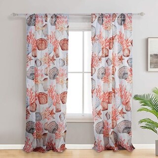 Gul 84 Inch Two Window Curtains, Soft Microfiber Polyester, Coastal ...
