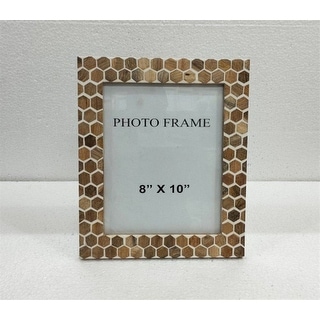 8x10" Wood Hexagon Tile Picture Frame - Lite Brown & White - Bed Bath ...