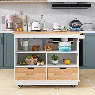 Mobile Kitchen Island Solid Wood Top - Bed Bath & Beyond - 36810945