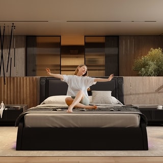 Queen Size Bed Frame, Queen Bed With USB Port, LED ,Vibration Function ...