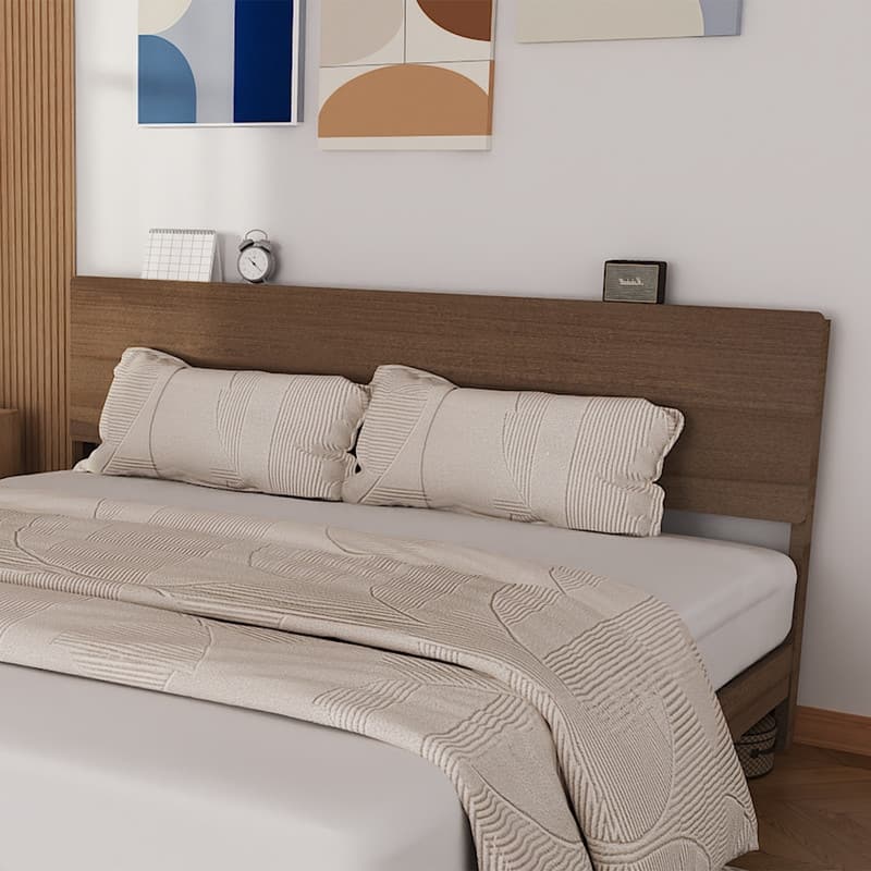 Vintage Solid Pine Wood Bed Frame with Color-Painted Headboard ...