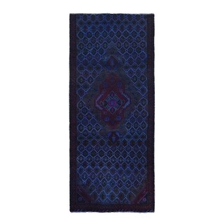 Shahbanu Rugs Midnight Blue Overdyed Vintage Persian Hamadan Large ...